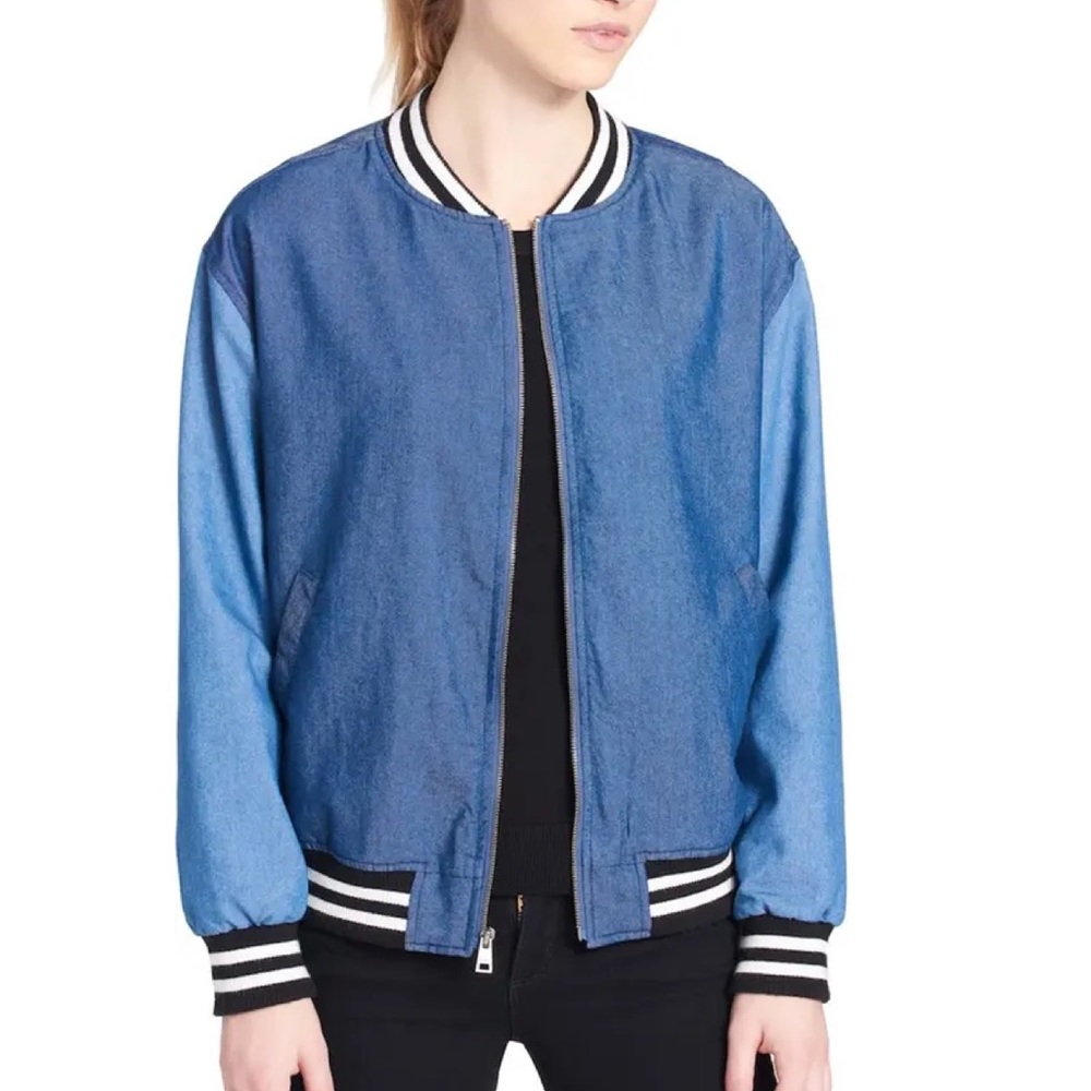 Levis Colorblock Denim Bomber Jacket - Gem